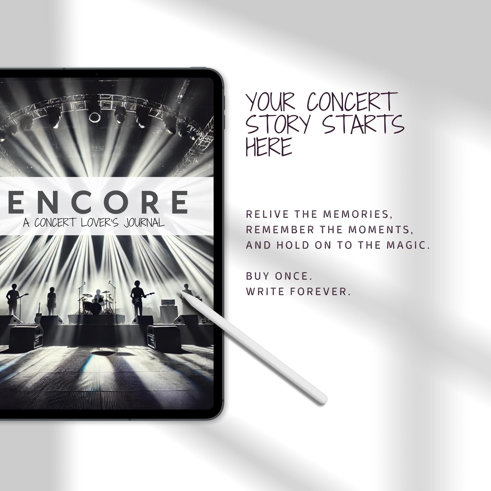 Concert Journal Printable Encore Digital Download Music Lover Gift Him ...