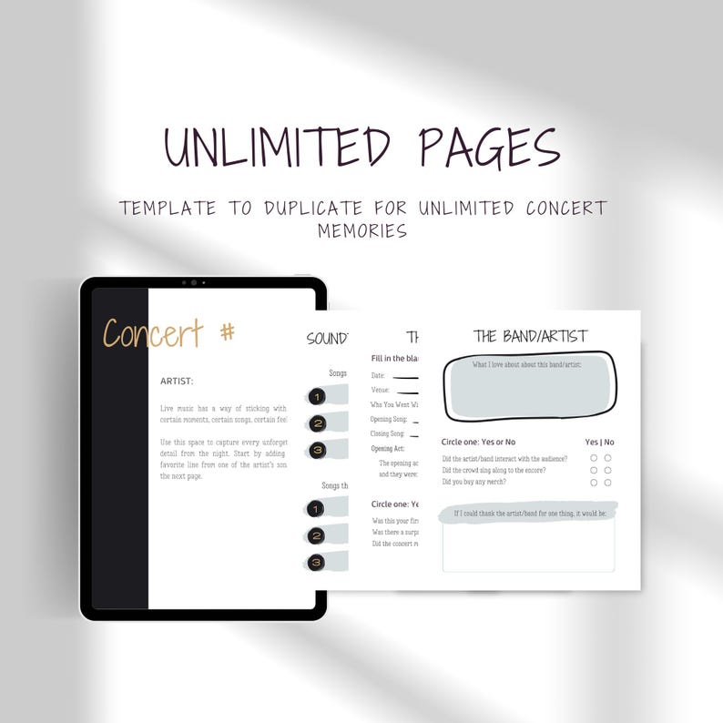 Concert Journal Printable Encore Digital Download Music Lover Gift Him ...
