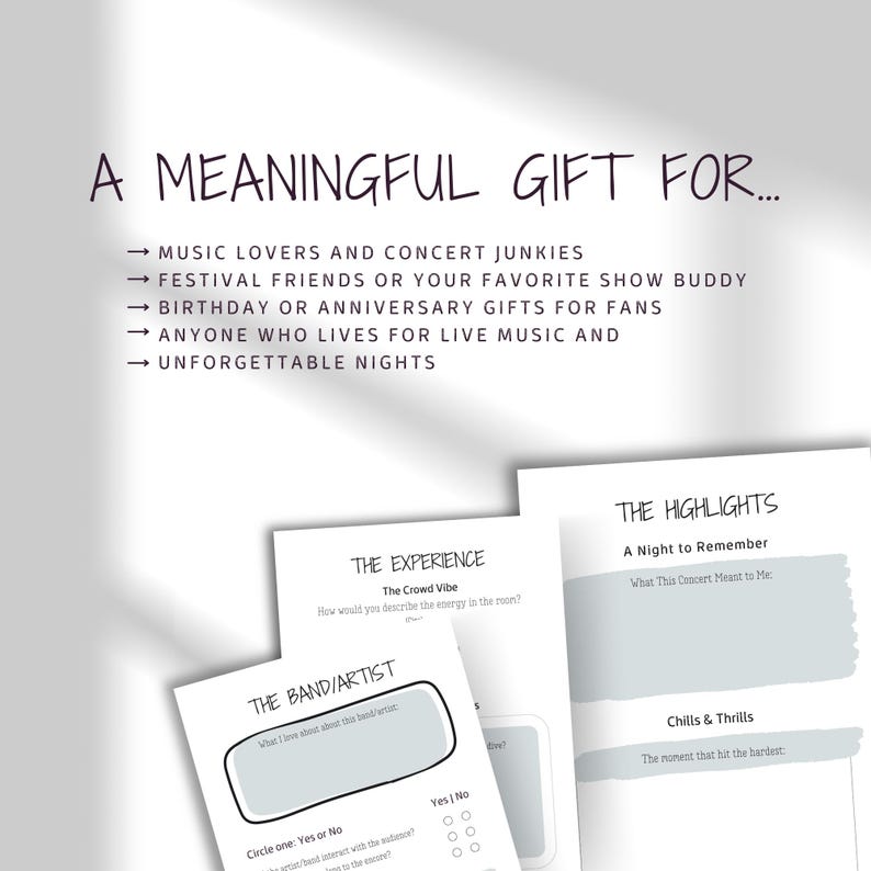 Concert Journal Printable Encore Digital Download Music Lover Gift Him ...