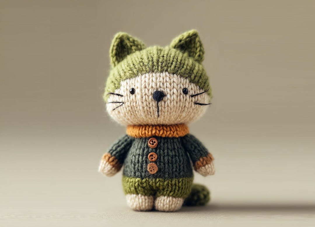 Handmade Crochet Cat Plush – Amigurumi Mallard Toy – Soft Stuffed Cat ...