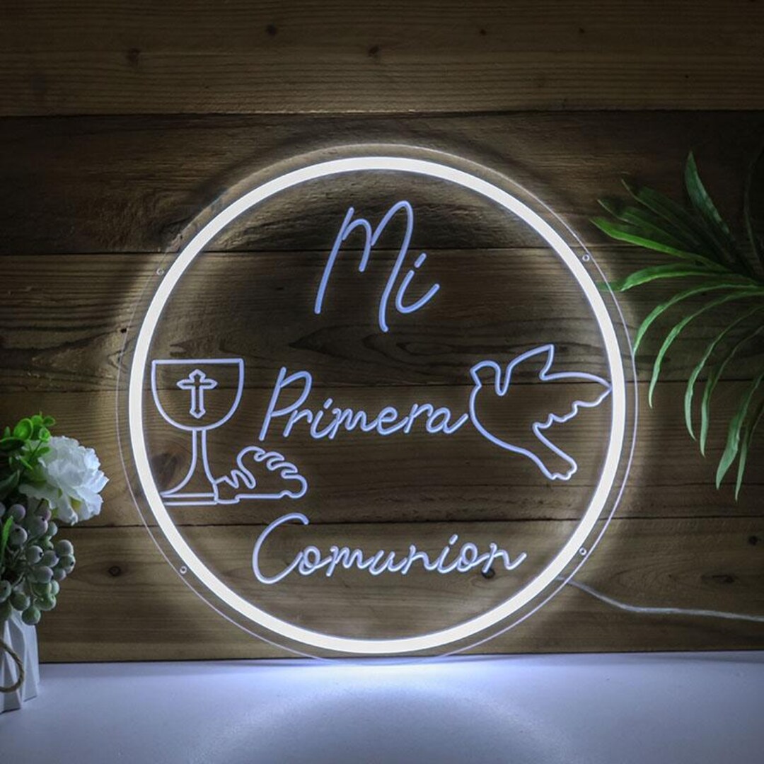 Custom First Holy Communion With Name Neon Sign,christening Party Wall ...