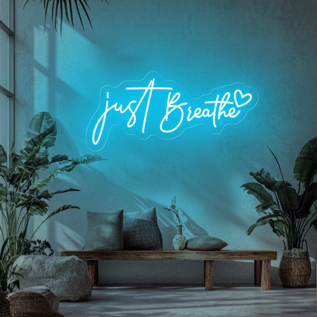Just Breathe LED Neon Sign,custom Yoga Studio Pilates Neon Decor ...