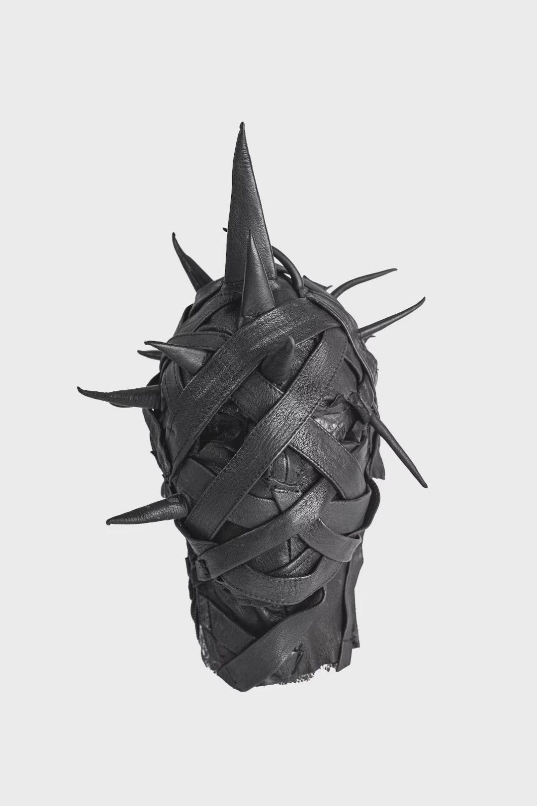 Leather Gimp Hood – Black Spiked Full Face Strapped Mask - Etsy