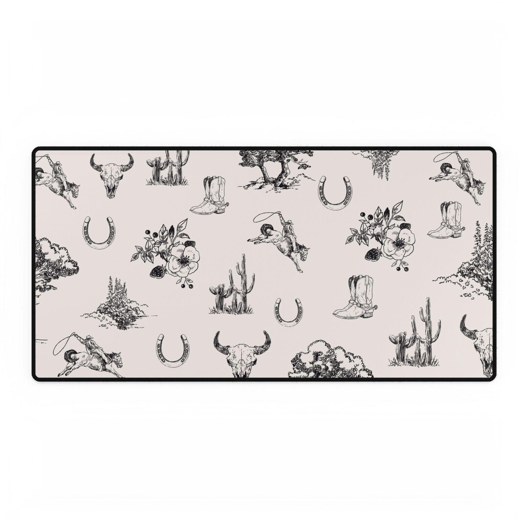 Western-themed Desk Mat - Rustic Cowgirl Decor, Home Office, Bohemian ...