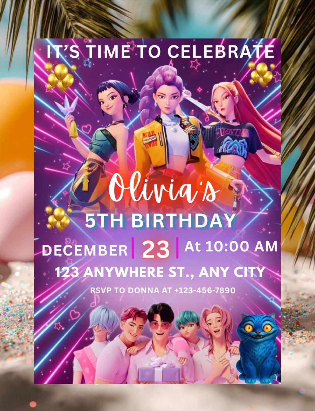 Editable Birthday Invitation | Anime Theme Party | Anime Invite | Kids ...