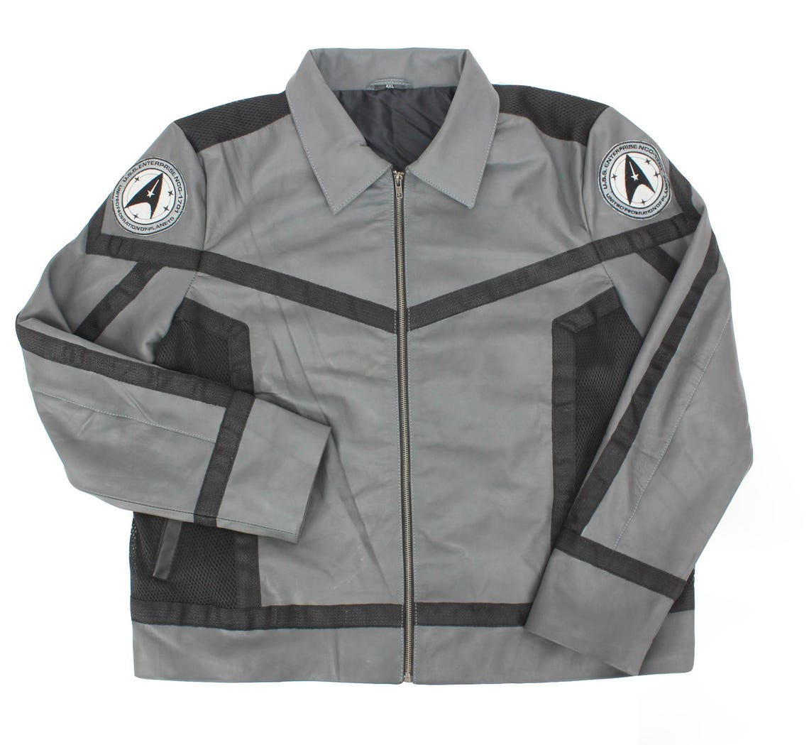 Star Trek Strange New Worlds Anson Mount Uniform Gray Leather Jacket ...