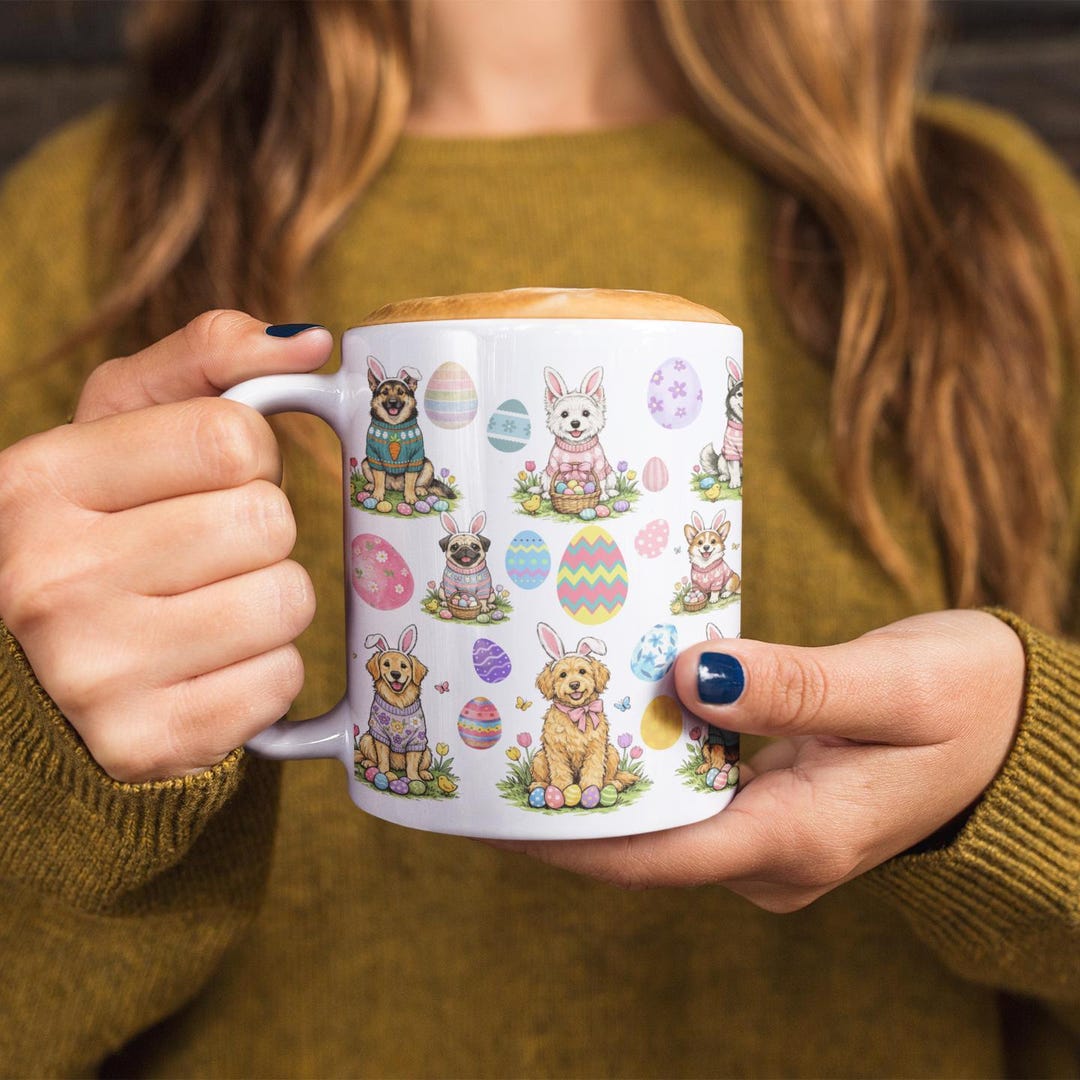 Easter Dog Mug, Bunny Ear Puppy Coffee Mug, Cute Spring Dog Lover Gift ...