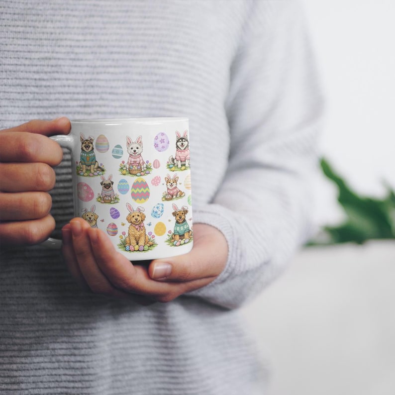 Easter Dog Mug, Bunny Ear Puppy Coffee Mug, Cute Spring Dog Lover Gift ...