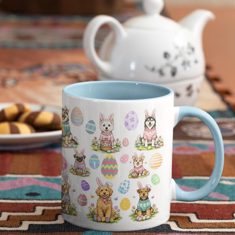 Easter Dog Mug, Bunny Ear Puppy Coffee Mug, Cute Spring Dog Lover Gift ...