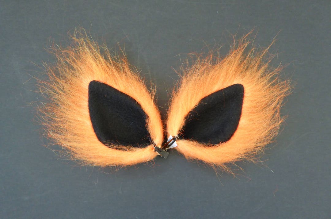Oranje en zwarte neon faux fur oren wolf vos kat halloween - Etsy Nederland