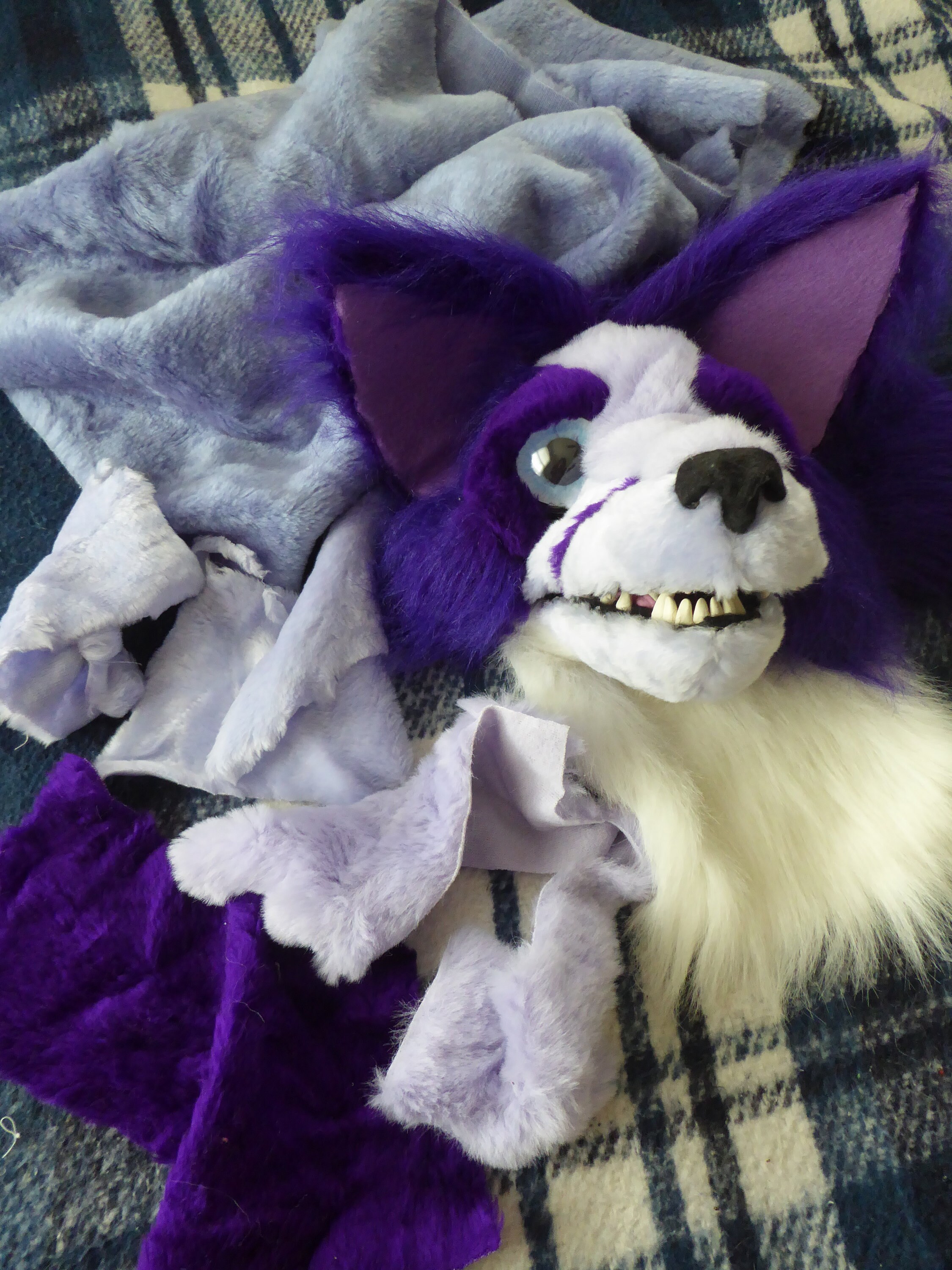 Purple Fox Head Mask and Faux Fur Remnants Fursuit Costume | Etsy