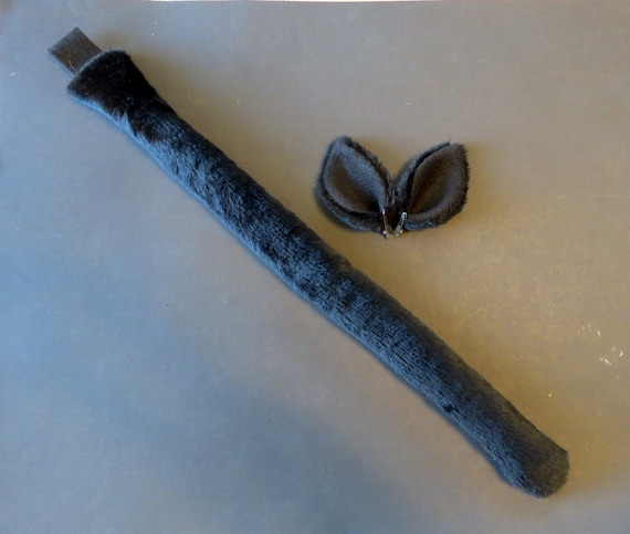 Binx Black Cat Costume Set Ears and Tail Faux Fur Halloween - Etsy