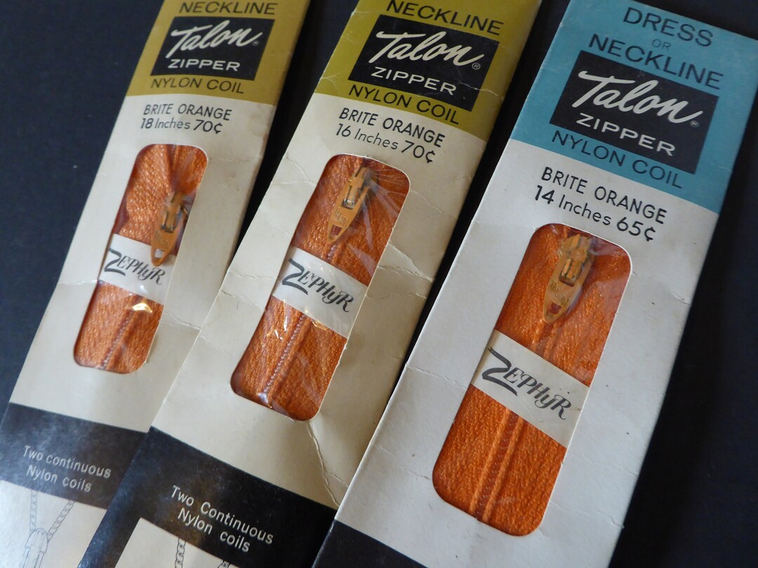 Vintage Talon Zippers Brite Orange Multiple Sizes Brand New 1960s-70s ...
