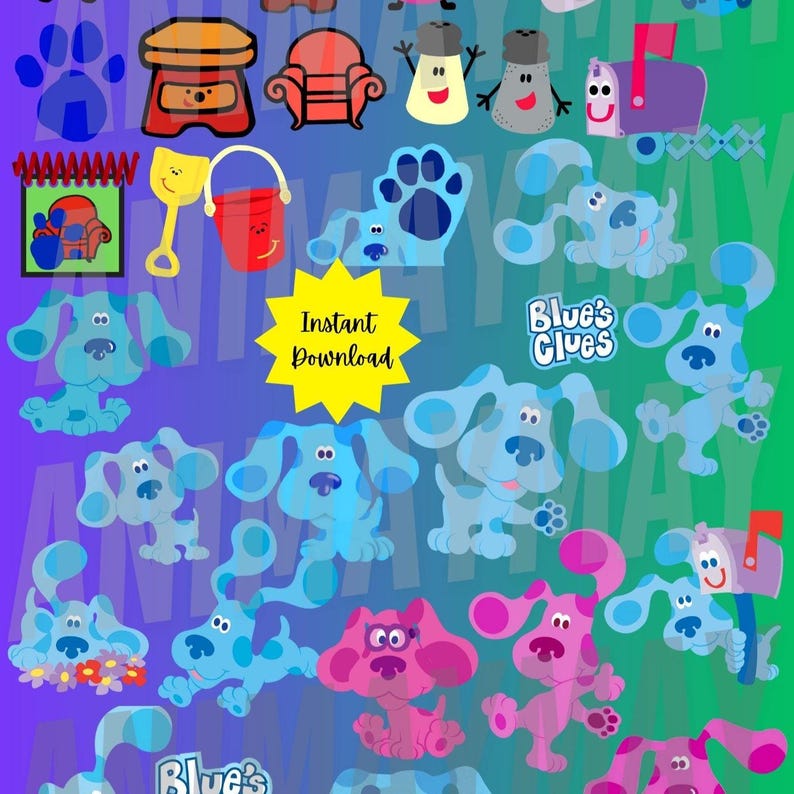 Blues Clues Bundle Files PNG JPG PDF Doc File Designs for Projects ...