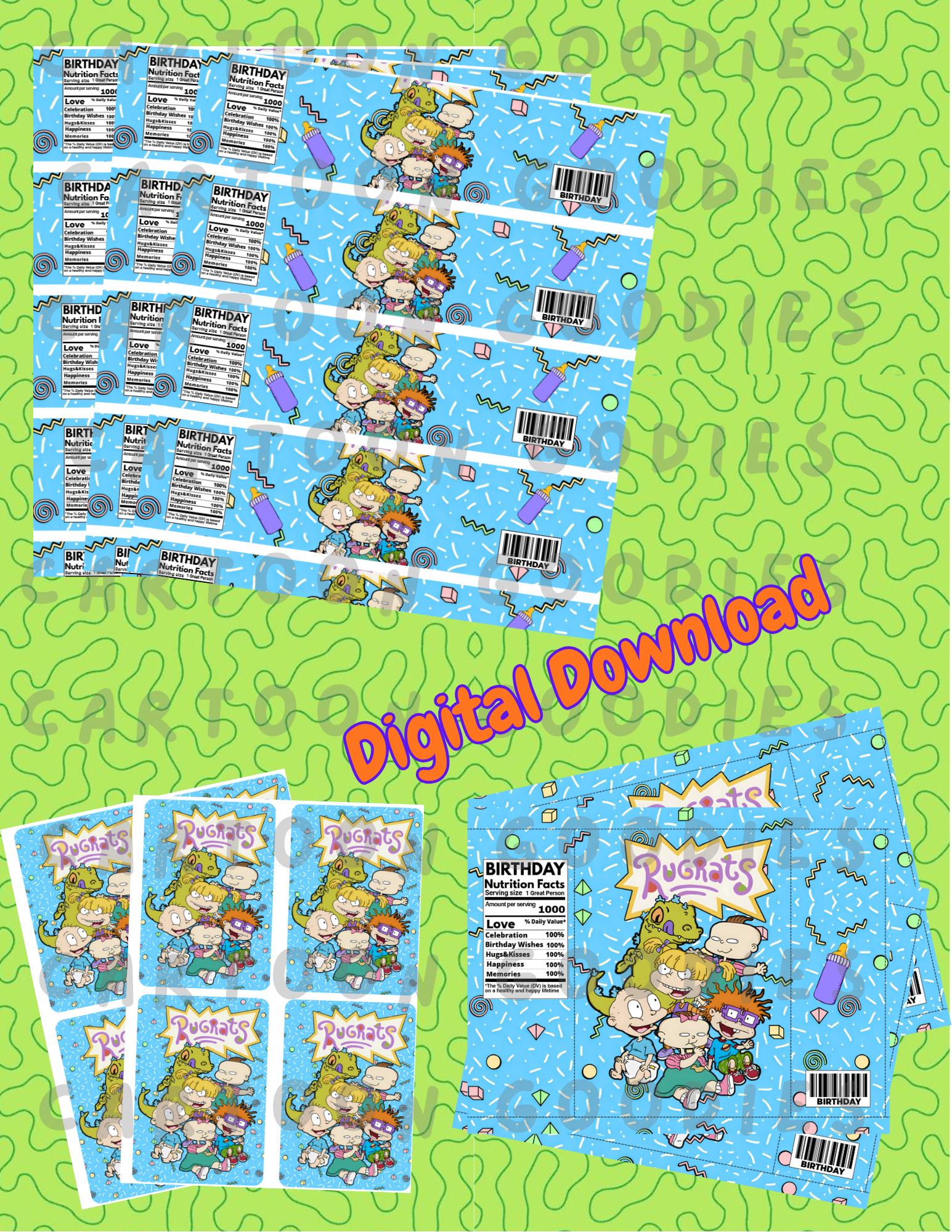 Rugrats Invitation Birthday Label Templates Clipart Bundle: Cartoon ...