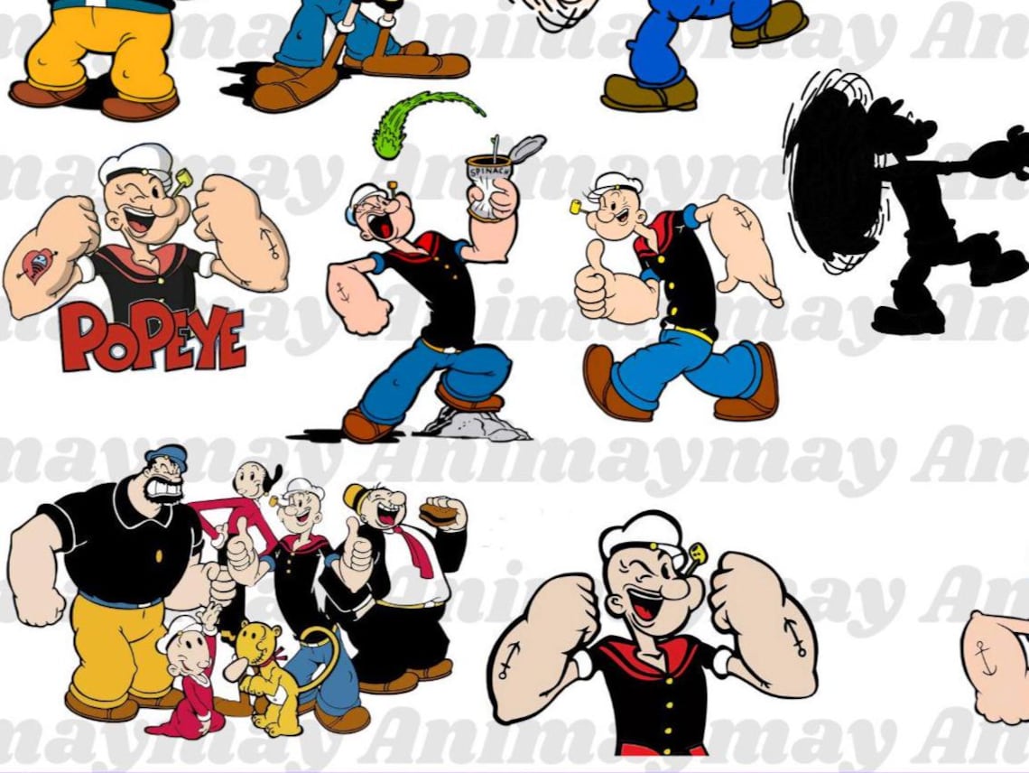 Popeye Cartoon Clipart Bundle (digital Download) - Etsy