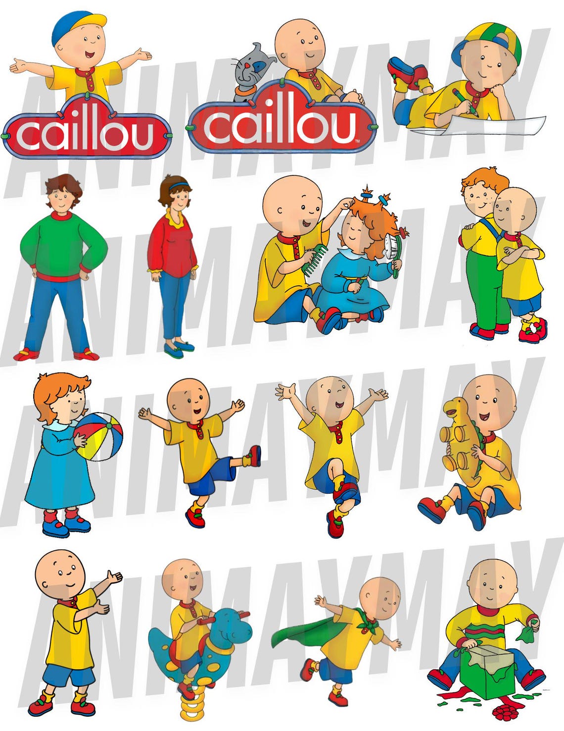 Caillou Bundle PNG Files JPG PDF Digital Files for Projects and Parties ...
