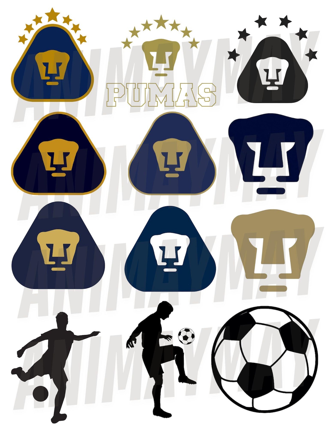 Futbol Club Puma UNAM Soccer Team Logo Bundle Liga Mexico PDF Jpg PNG ...