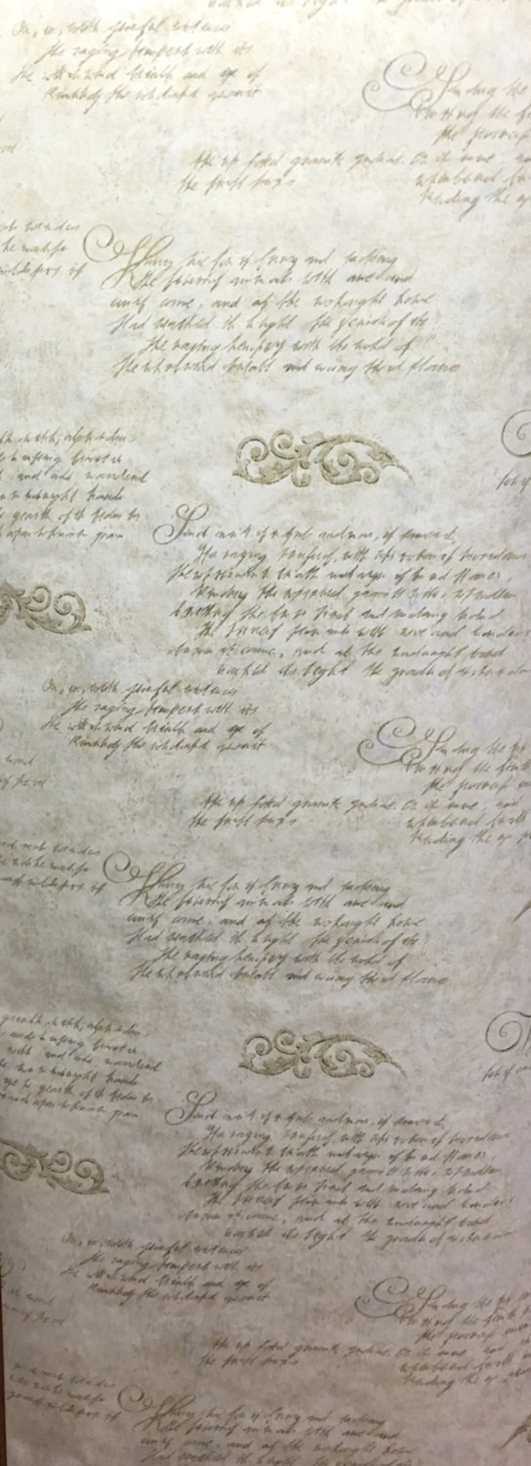 Wallpaper French Script ONE Double ROLL 33 Ft L 12 Double Rolls ...