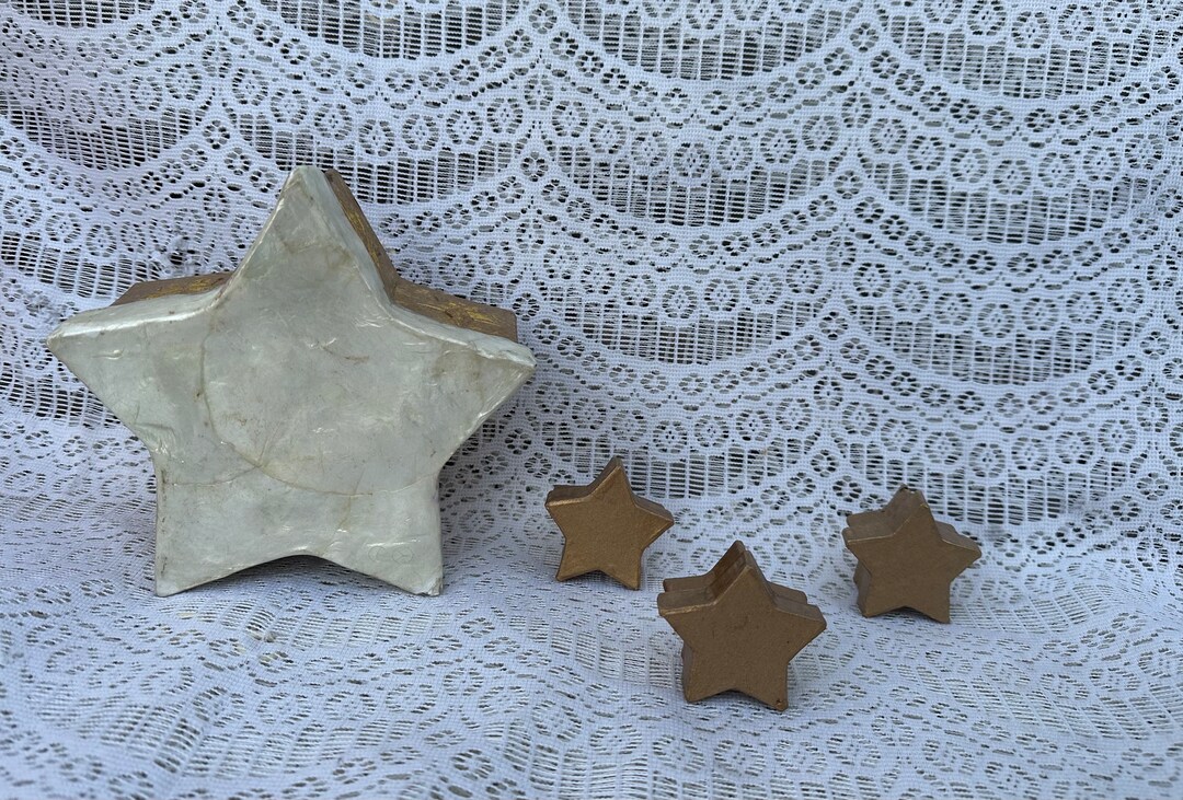Mother of Pearl Gold Star Box With 3 Small Boxes - Etsy