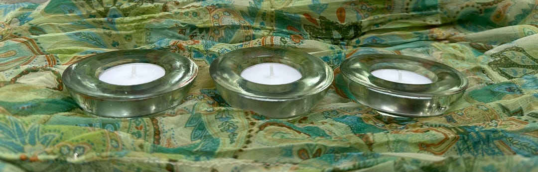 Three Green Glass Tea Lights - Etsy