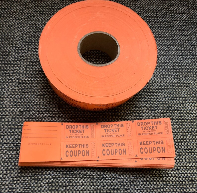 Sequential Roll Orange Raffle Tickets/ FREE SHIPPING | Etsy