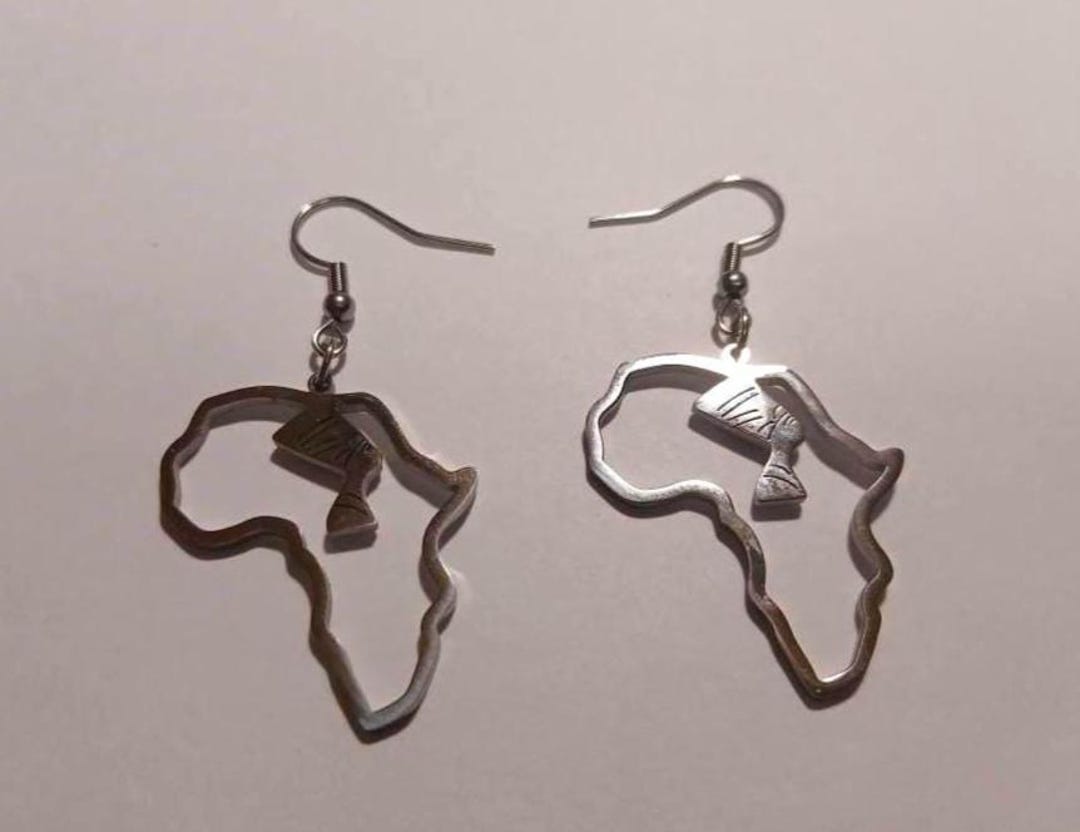 Afrocentric Africa Map Earrings: Nefertiti Queen, Black Pride - Etsy
