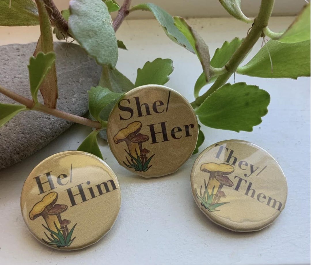 Mushroom Pronoun Pin| LGBTQIA| Queer Gender Identity Pin-back| Pride ...