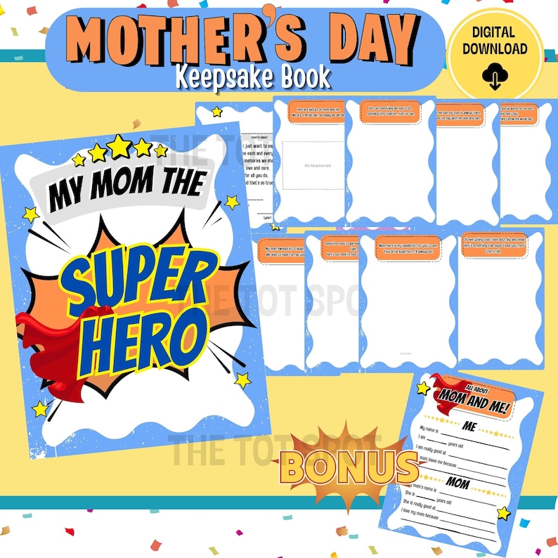 Superhero Mother's Day Keepsake Book: Kids Craft (digital Download) - Etsy