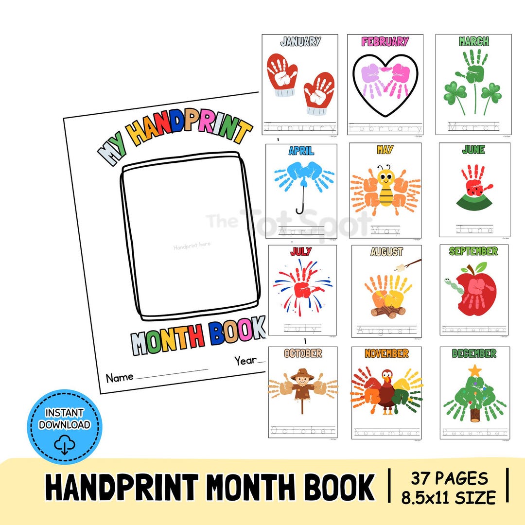 Handprint Month Printable| Preschool Handprint Craft| Kindergarten ...