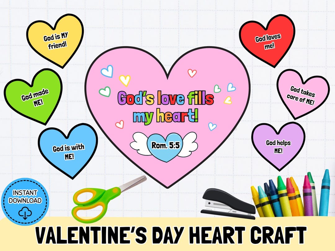 God's Love Heart Craft, Printable Bible Activity, Preschool and ...