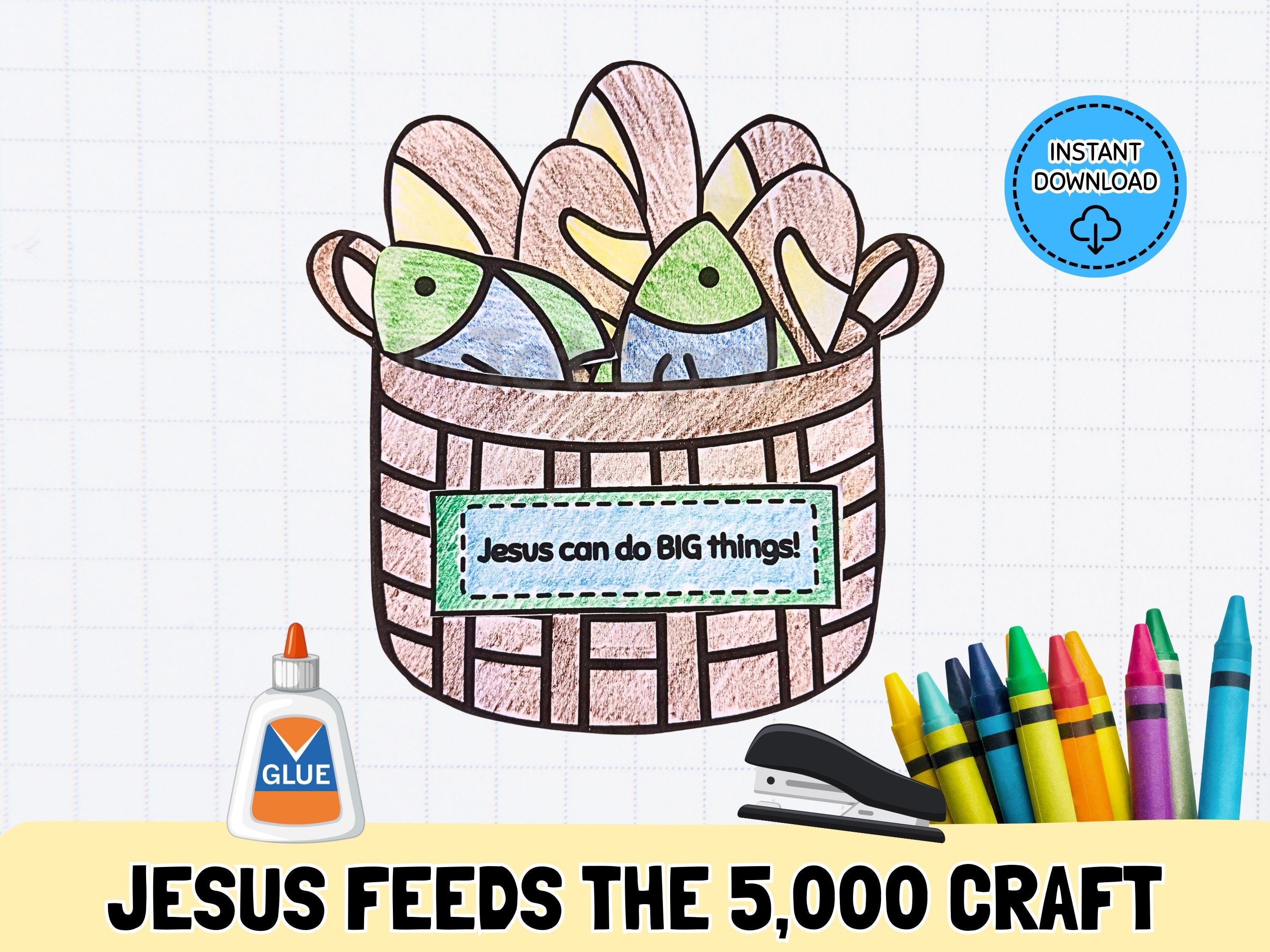Jesus Feeds the 5000 Craft, Printable Bible Story Activity, Sunday ...