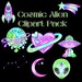 Cosmic Alien Clipart Pack | Neon Space Pngs | UFO, Planets, Rocket ...