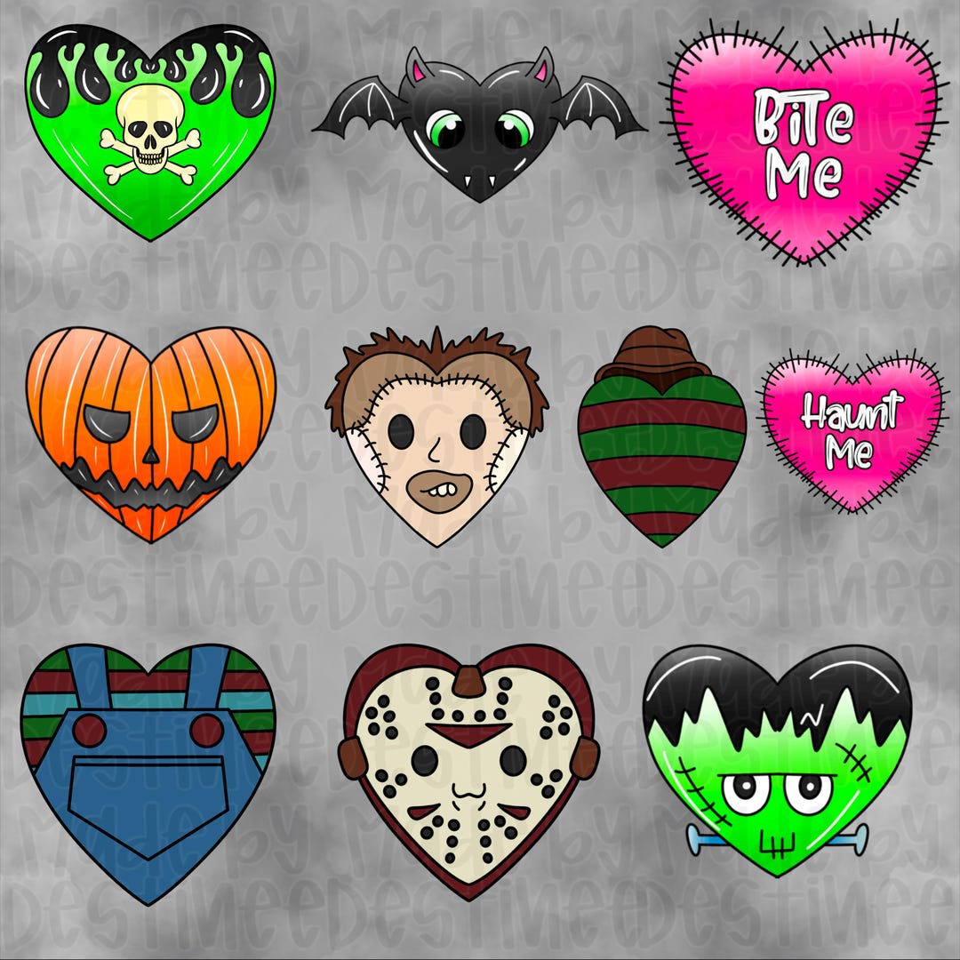 Spooky Horror Hearts Clipart Pack | Halloween Creepy Cute Digital ...