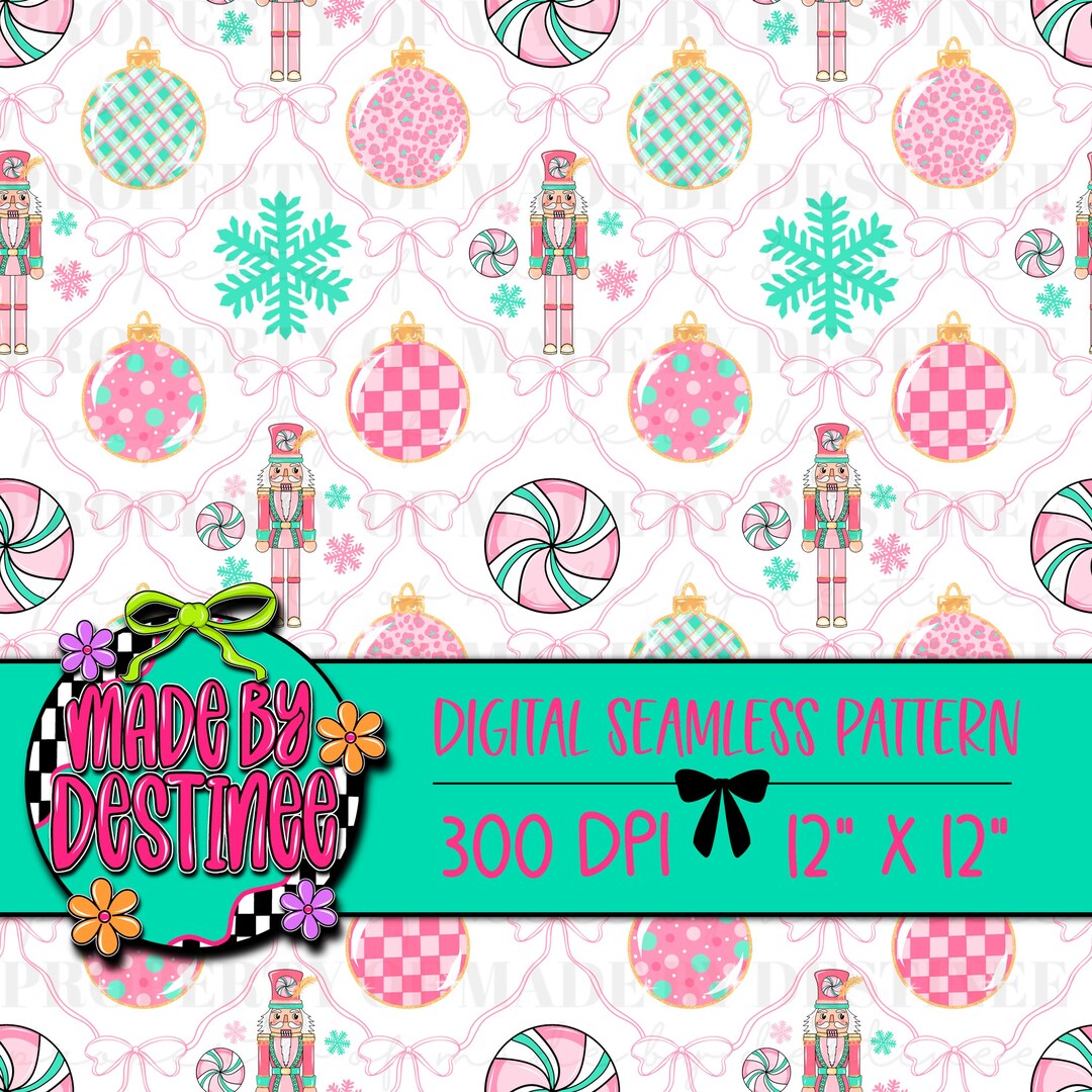 Pastel Nutcracker Seamless Christmas Pattern | Pink Holiday Digital ...