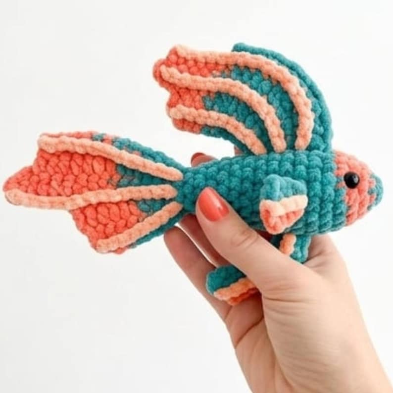 Betta Fish Crochet Pattern PDF | Colorful Amigurumi Fish Plush Tutorial ...