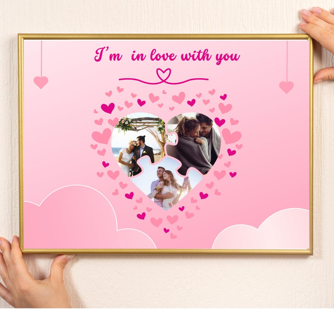 Romantic Valentine's Photo Collage Template: Pink Heart Design (PDF ...