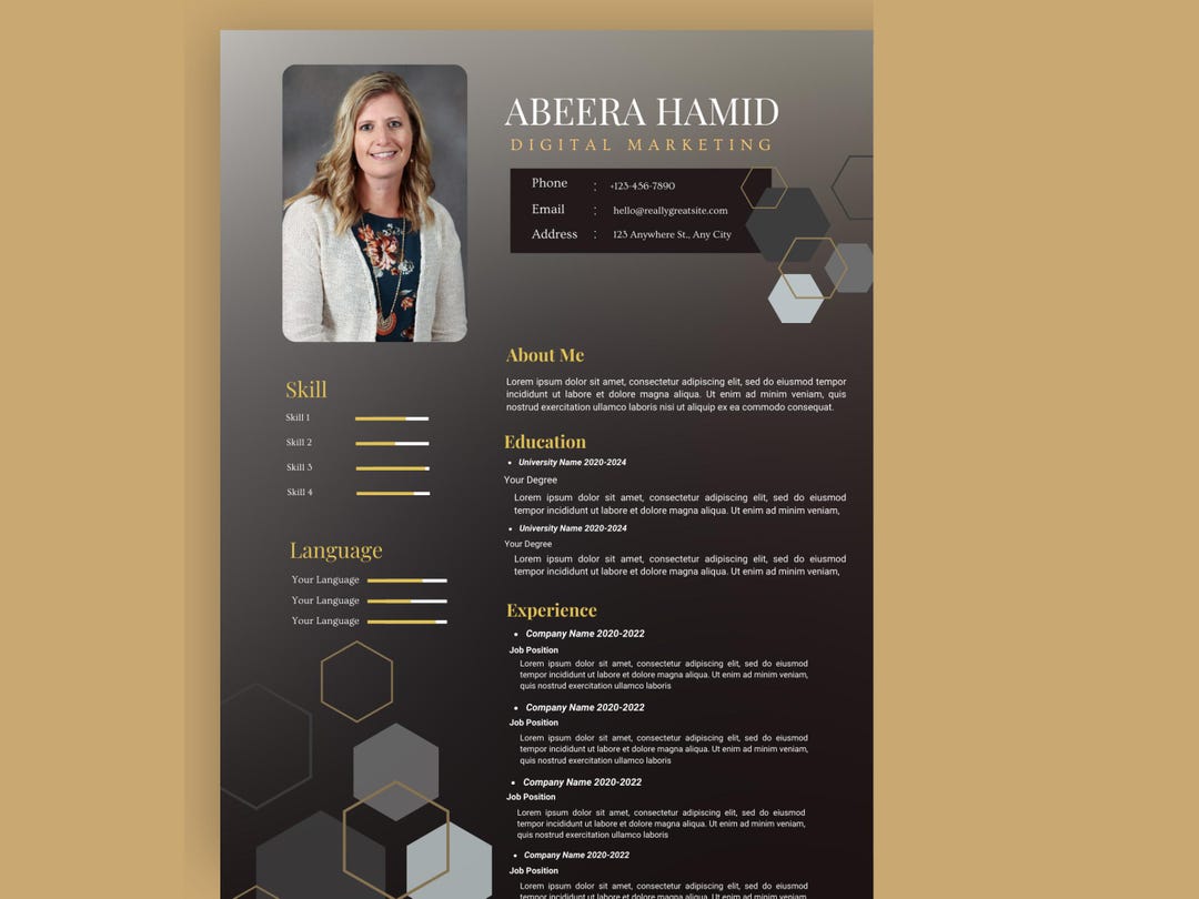 Black Gradient Resume Template: Modern CV for Word & Google Docs (A4 ...