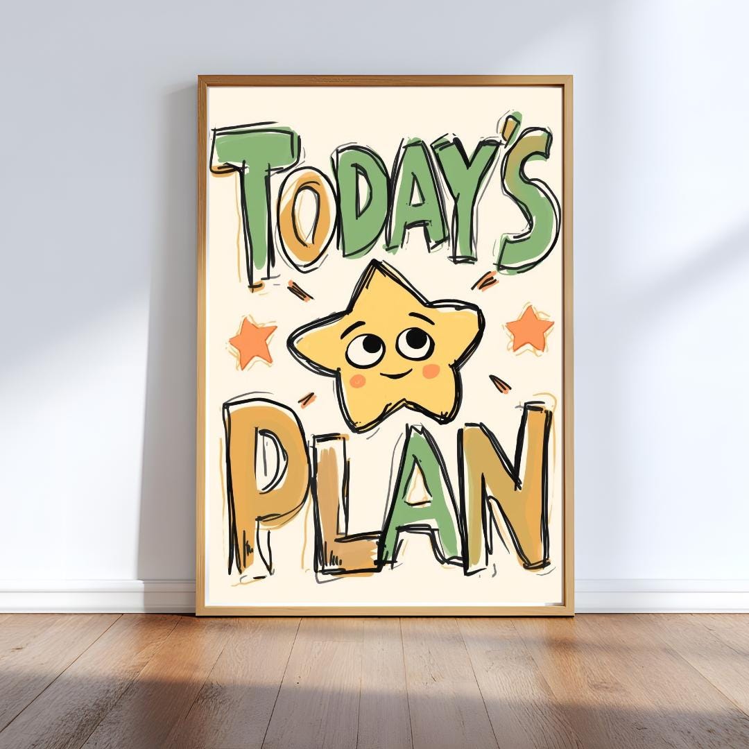 Today’s Plan Wall Art Printable – Cute Star Quote Kids Room Decor ...
