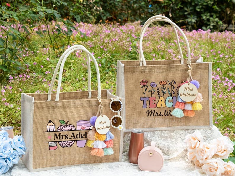 Personalized Teacher Burlap Tote Bag: Appreciation Gift - Etsy
