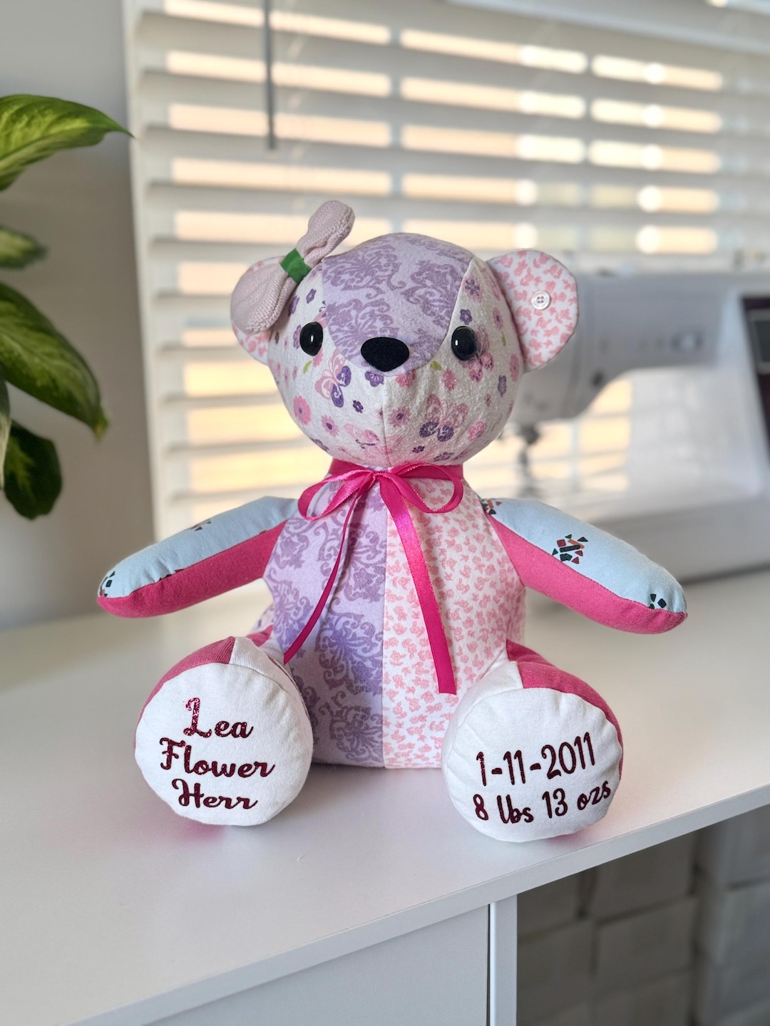 Baby Girl Memory Bear: Custom Keepsake Teddy From Baby Clothes - Etsy
