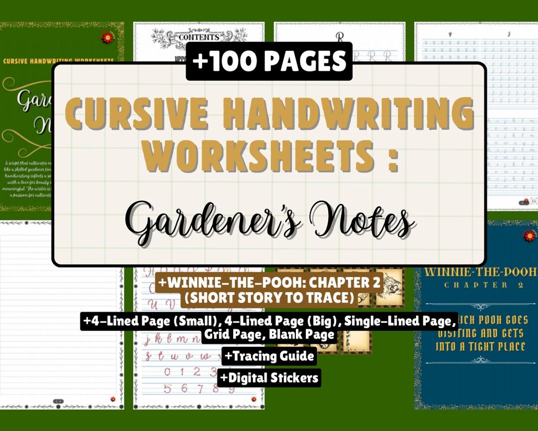 Cursive Handwriting Worksheets | Gardener's Notes | Calligraphy ...