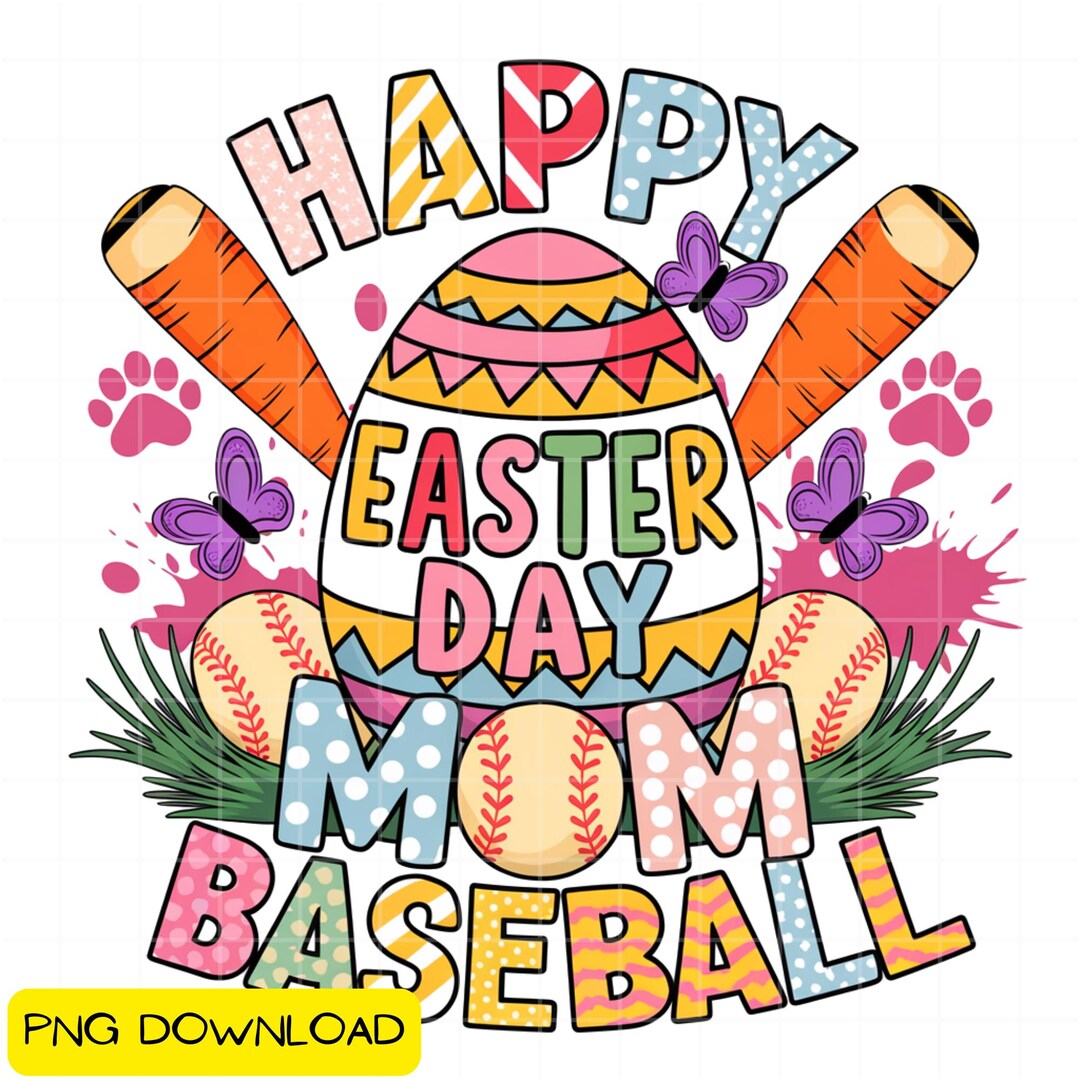 Happy Easter Baseball Mom PNG | Easter Day Sublimation | Colorful ...