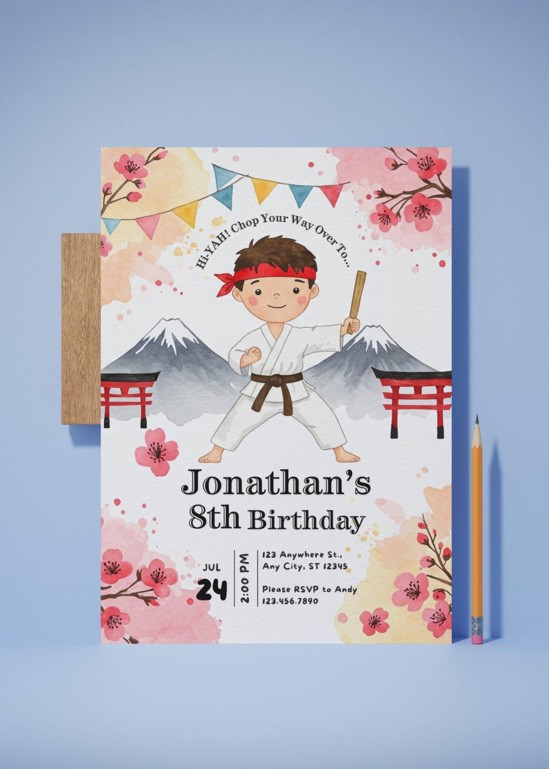 Editable Karate Kid Birthday Invitation | Martial Arts Party Design ...