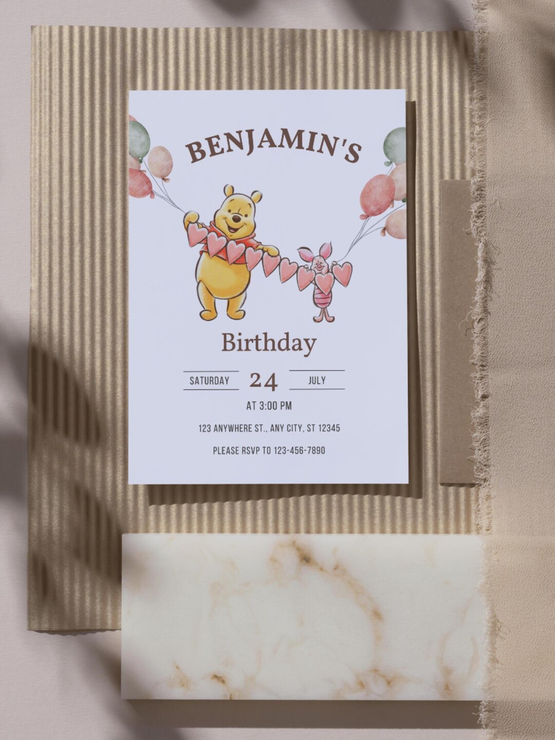 Editable Winnie the Pooh and Piglet Invitation | Kids Birthday ...