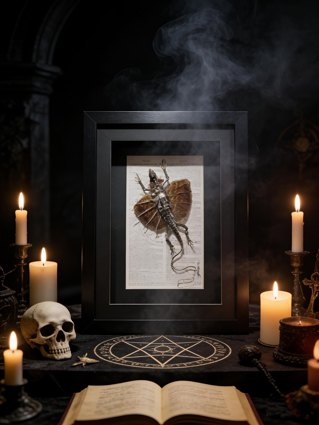 Draco Flying Lizard Taxidermy Shadow Box, Handcrafted Gothic Oddity ...