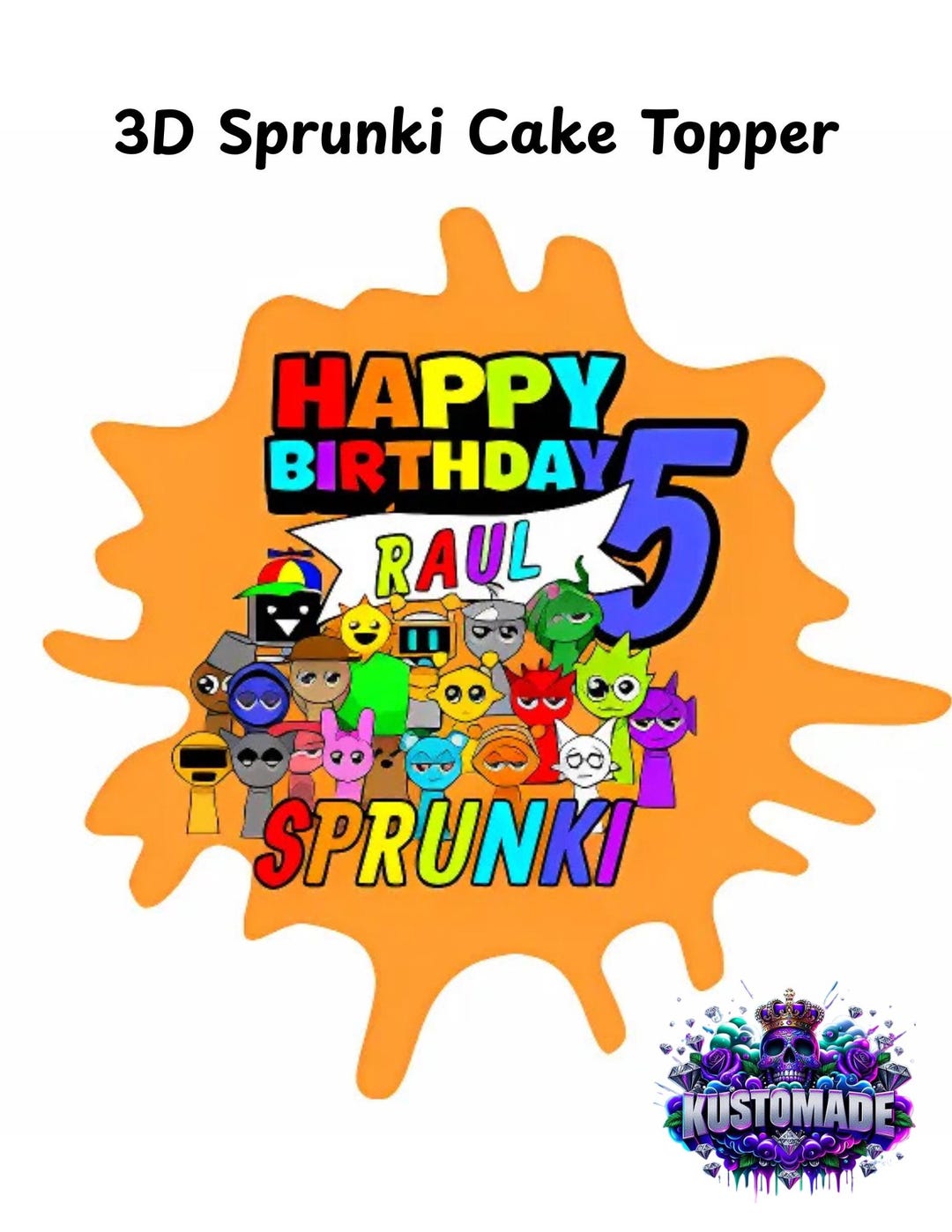 3D Custom Sprunki Cake Topper - Etsy