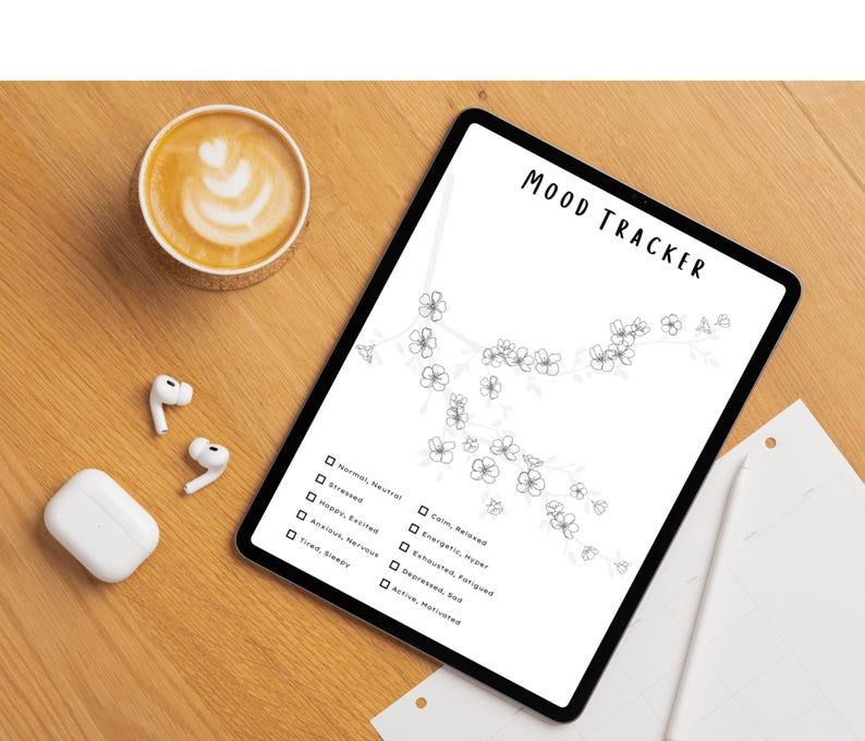 Cherry Blossom Mood Tracker - PRINTABLE Bullet Journal Tracker, Monthly ...
