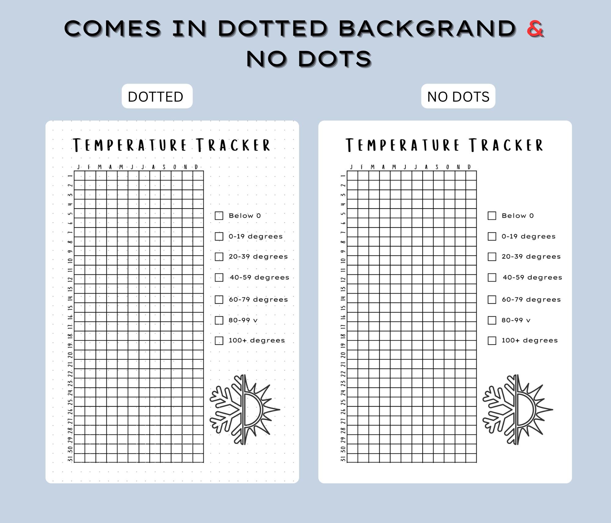 Temperature Tracker - PRINTABLE Journal Page, Weather Log, Weather ...