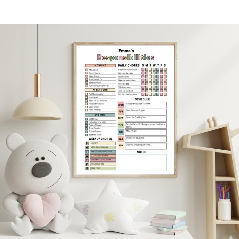 Editable Responsibility Checklist, Kids Teens Tweens Pre-teens Daily ...
